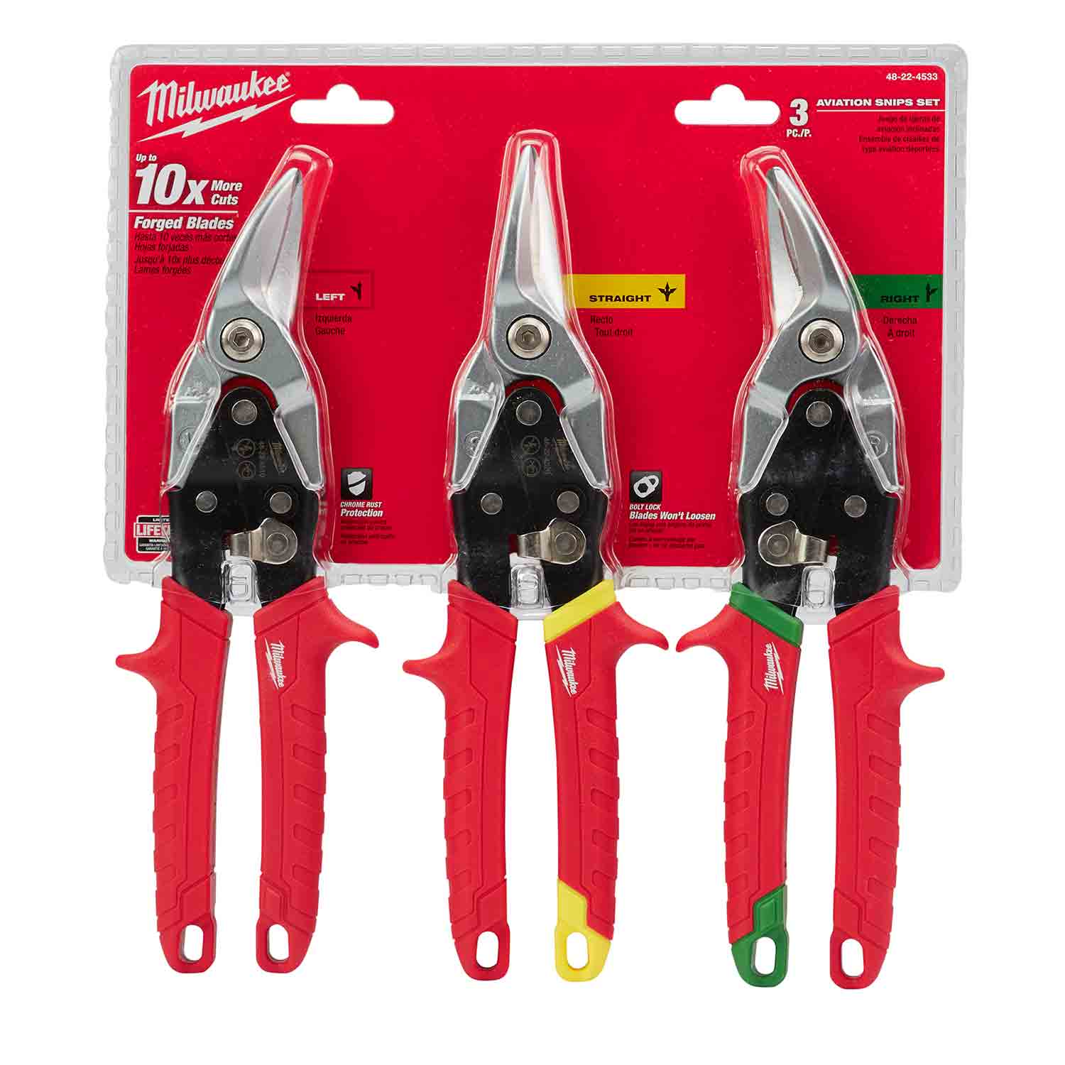 MILWAUKEE Aviation Snip Set, 3 Piece