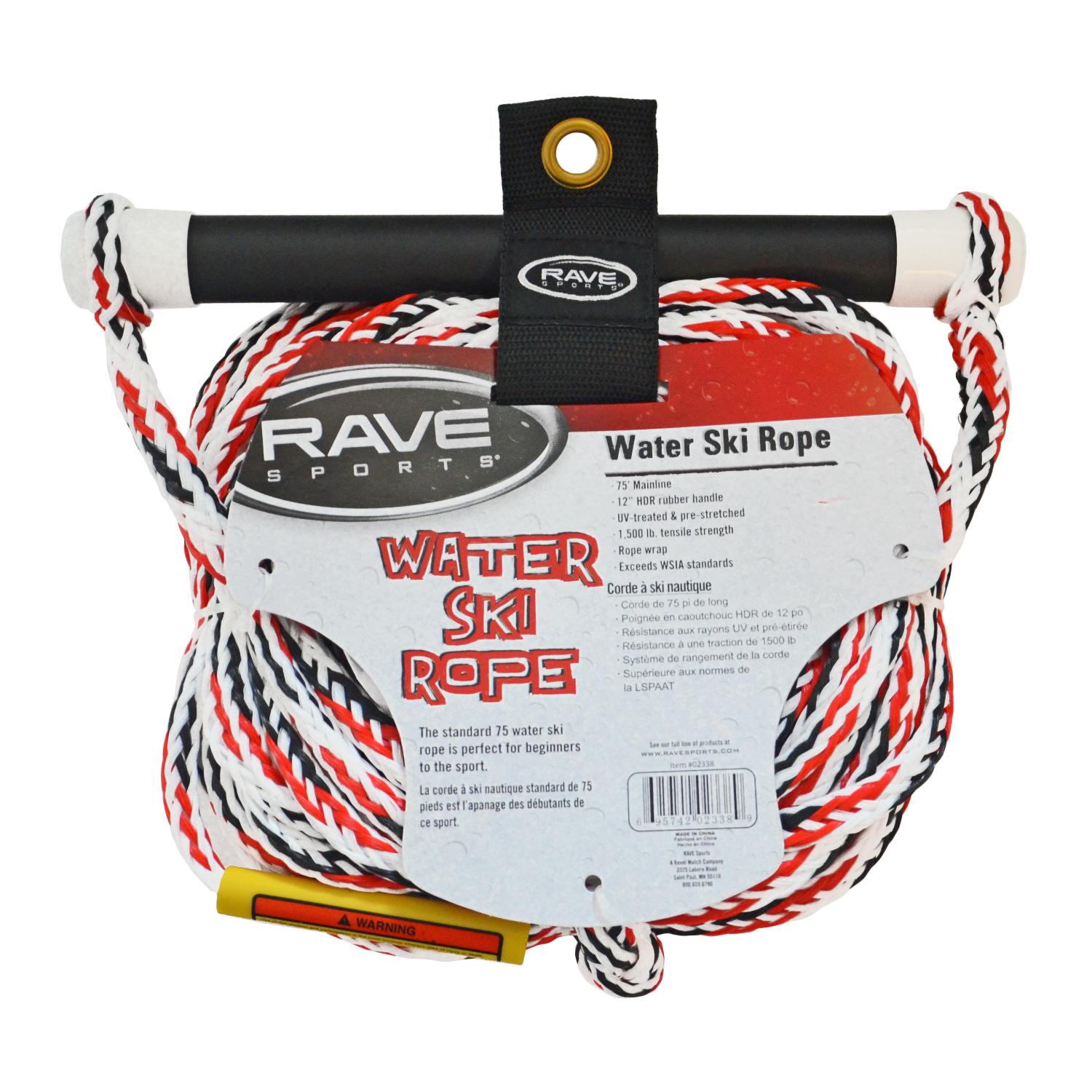 RAVE SPORTS 75' 1-Section Ski Rope with NBR Smooth Grip