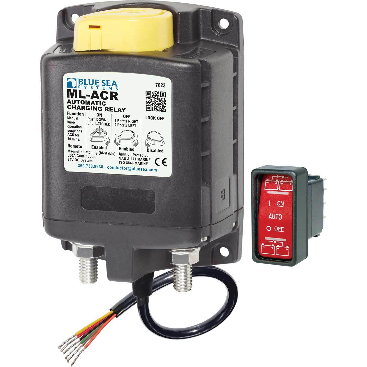 BLUE SEA SYSTEMS ML-ACR Automatic Charging Relay with Manual Control ...