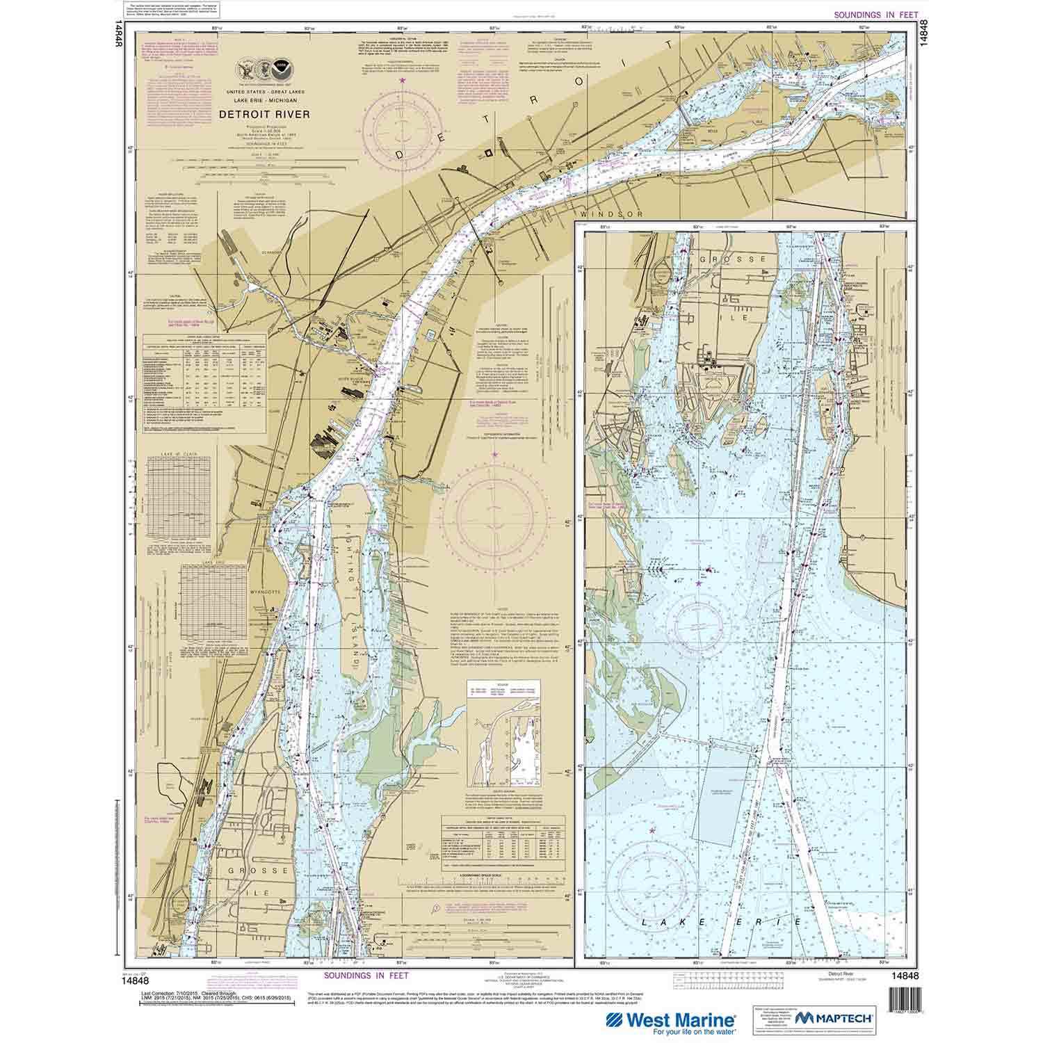 NOAA Maptech® NOAA Recreational Waterproof Chart-Detroit River, 14848