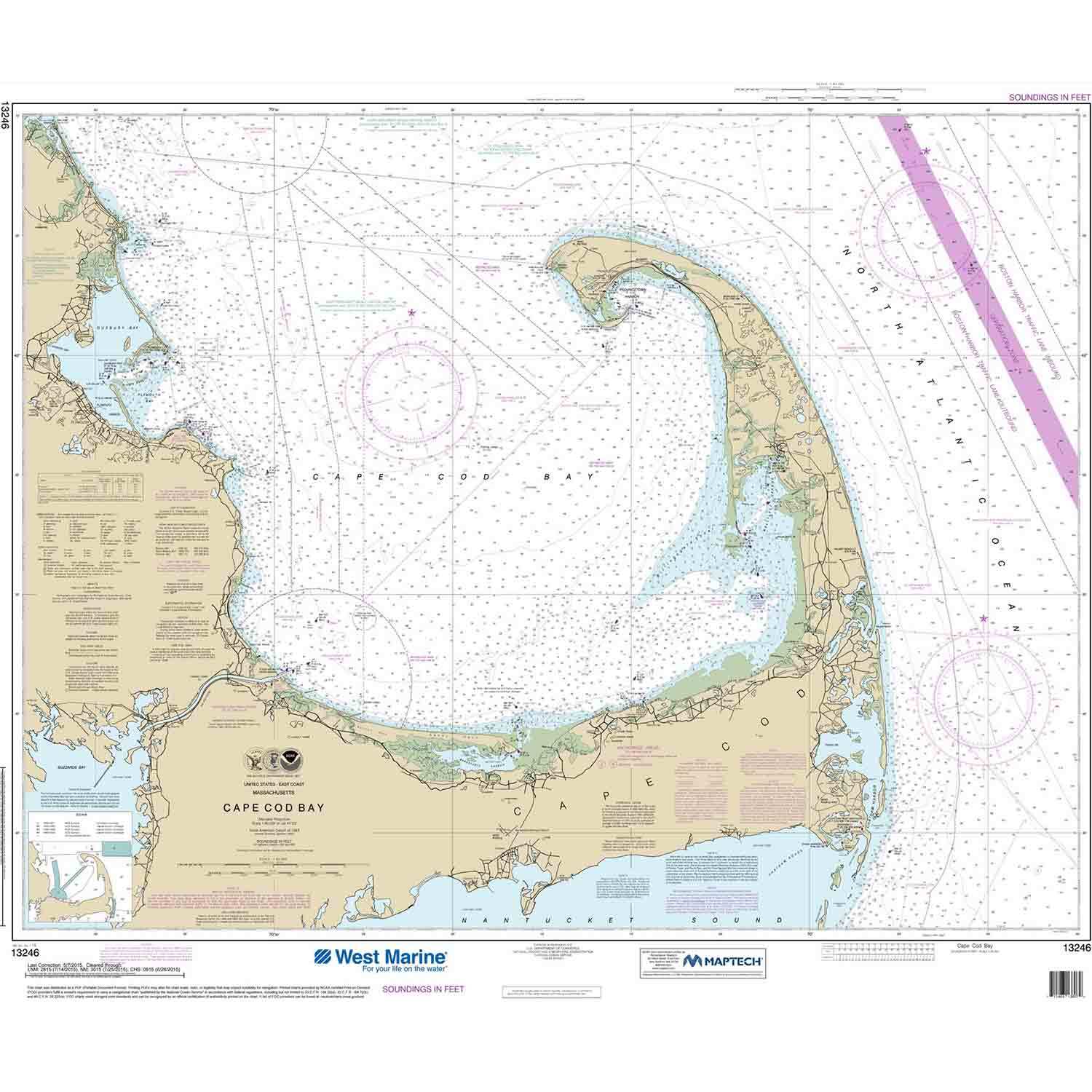 NOAA Maptech® NOAA Recreational Waterproof Chart-Cape Cod Bay, 13246