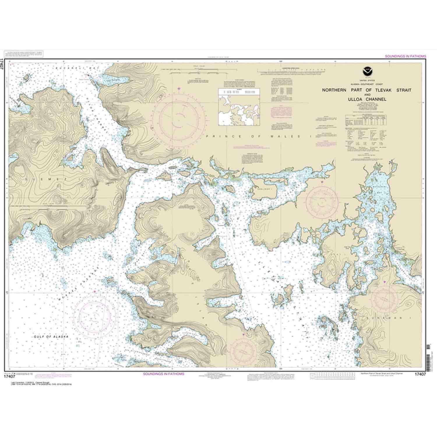 NOAA Northern part of Tlevak Strait and Uloa Channel 33 X 42 Waterproof