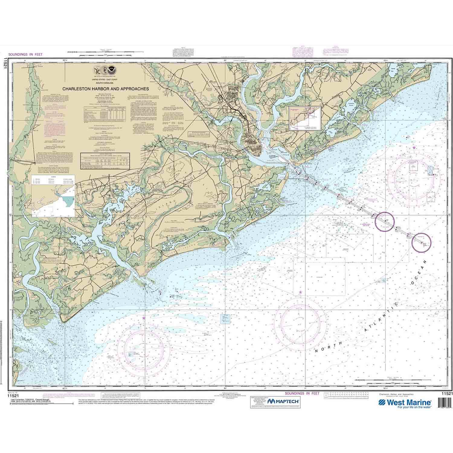 NOAA Maptech Waterproof Chart – Charleston Harbor 11521