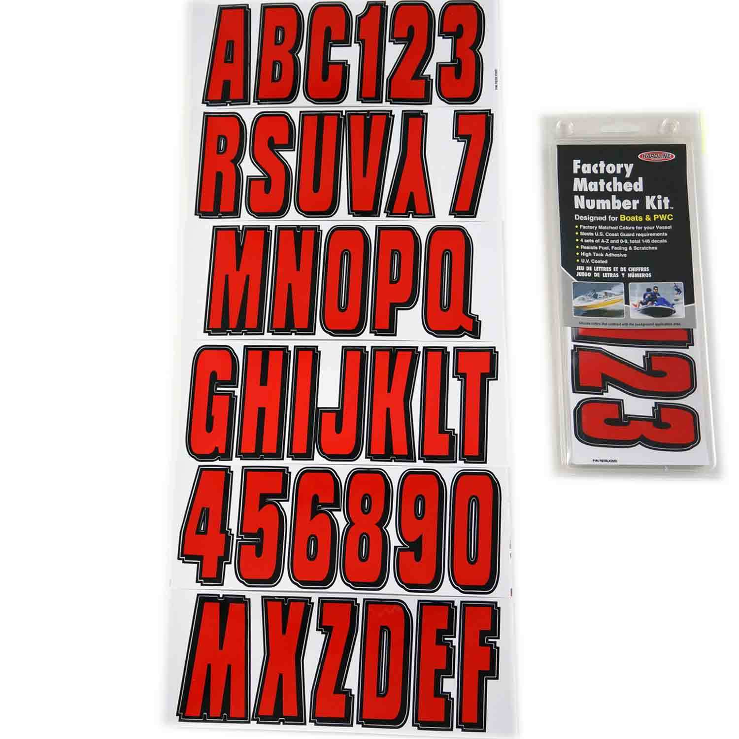 HARDLINE PRODUCTS 3" Block Letter Kit, Red/Black