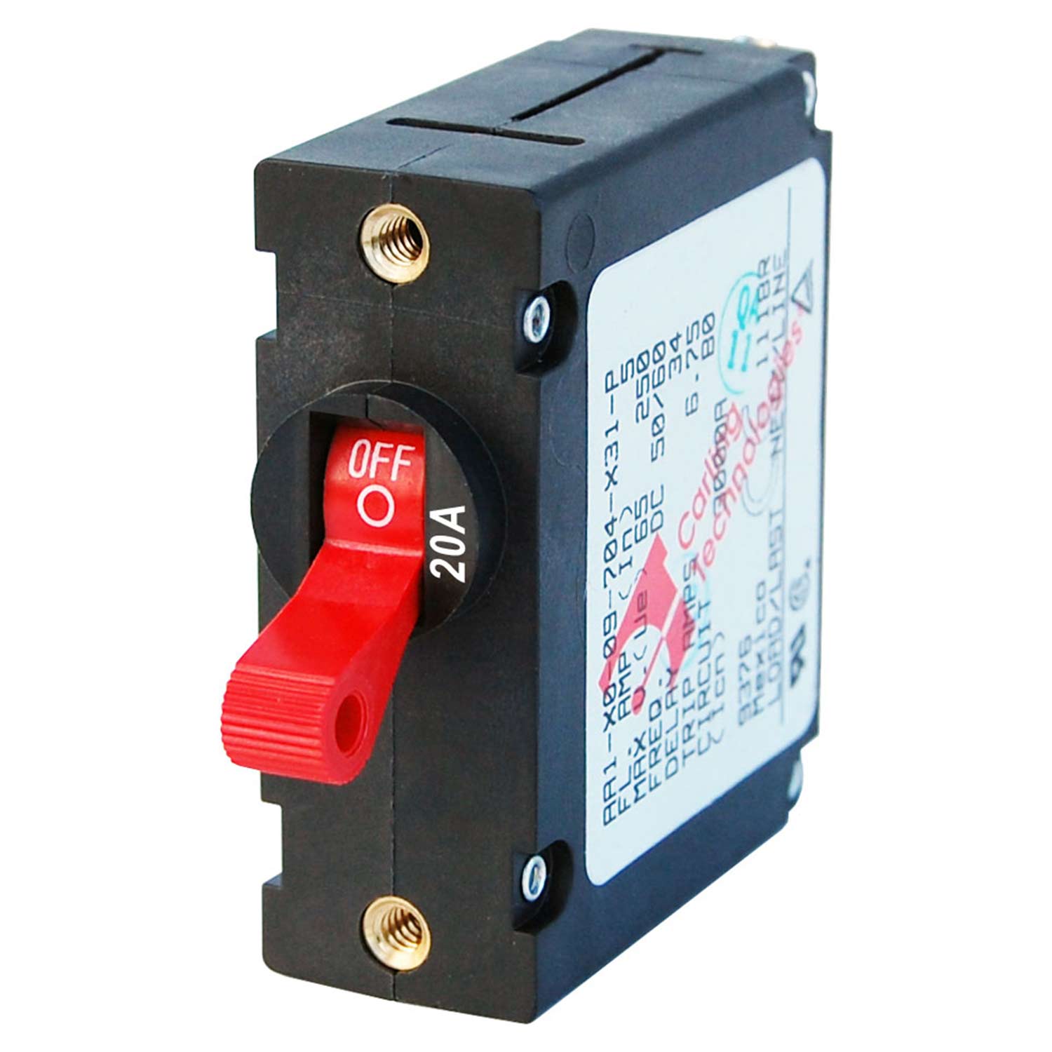 Blue Sea A-Series 20A Single Pole Red Toggle Breaker