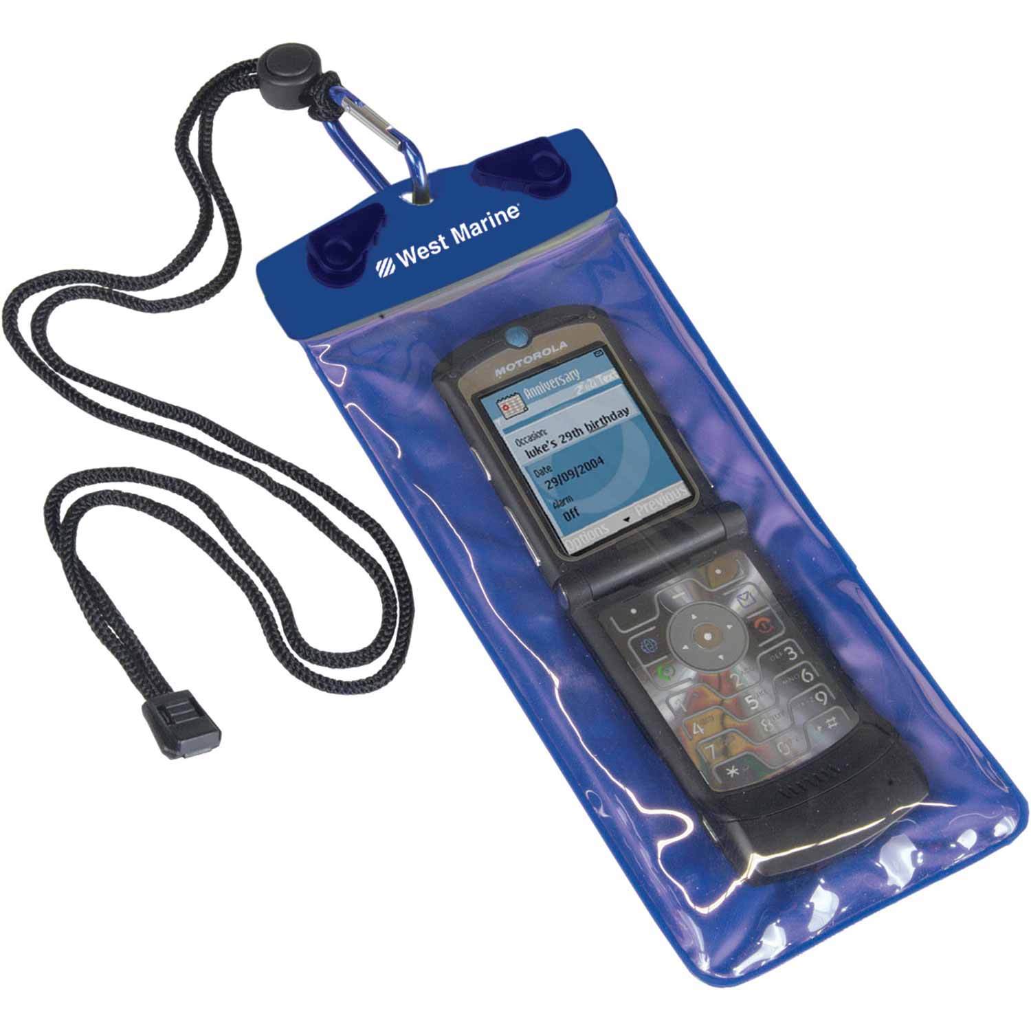 WEST MARINE Dry Pak for Cell Phone, 4"W x 8"L, 7-1/4" Max. Circumference