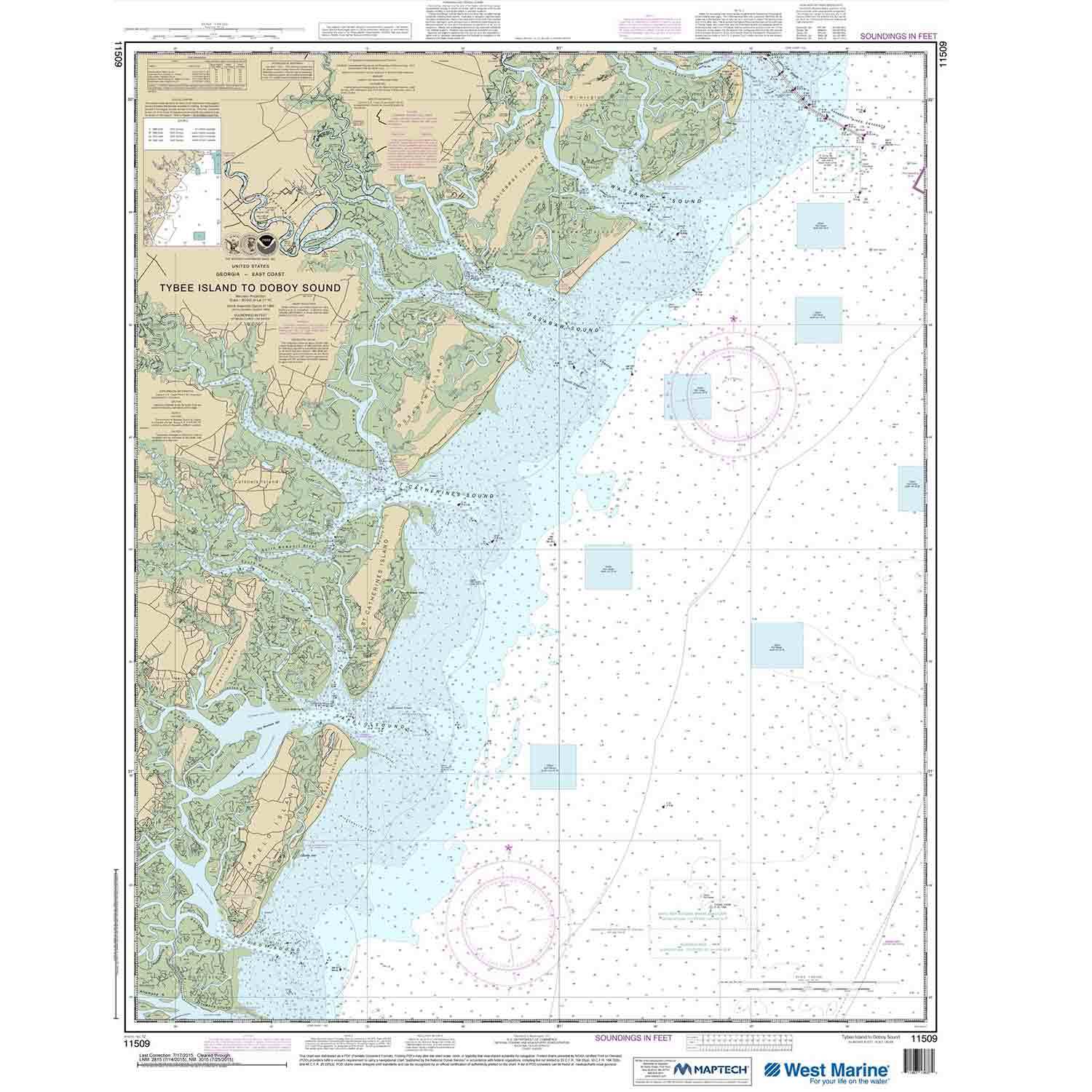 NOAA Maptech® NOAA Recreational Waterproof Chart-Tybee Island to Doboy ...
