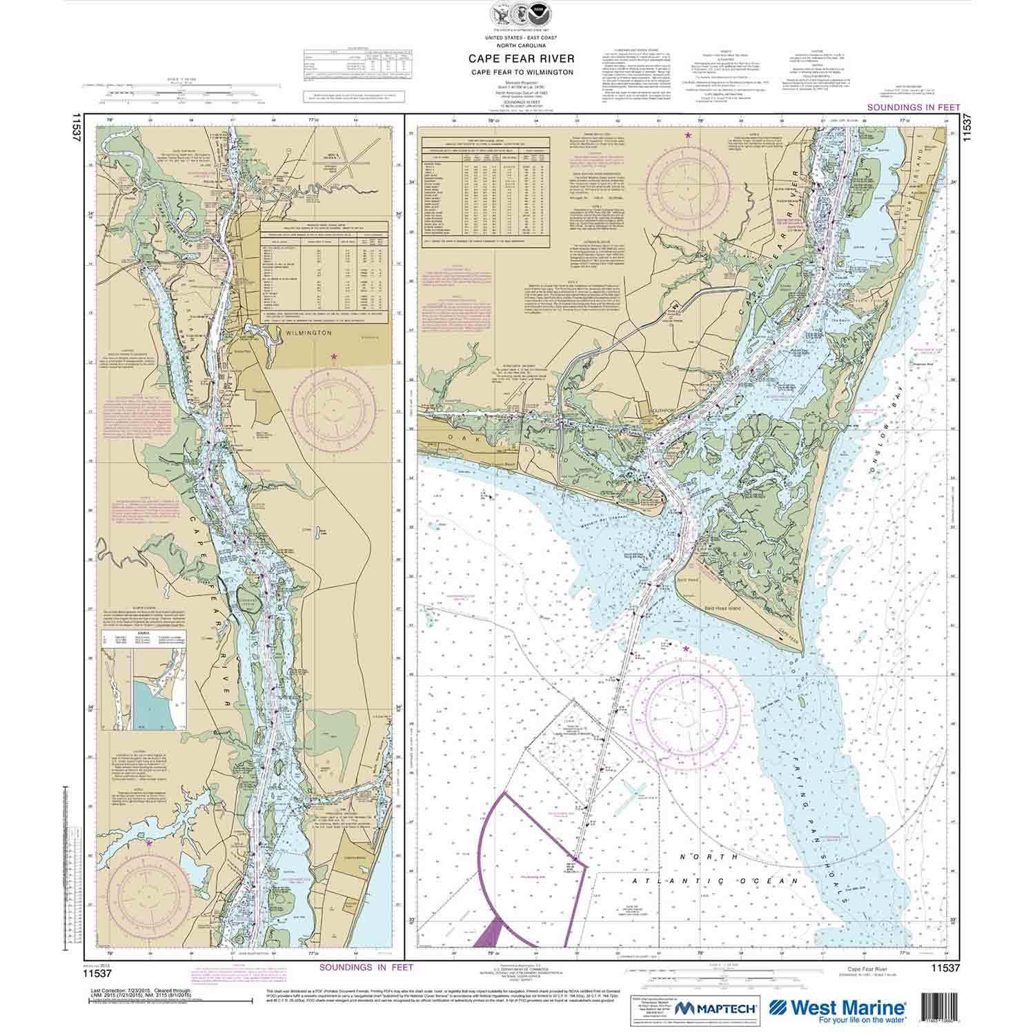 NOAA Maptech® NOAA Recreational Waterproof Chart-Cape Fear River Cape ...