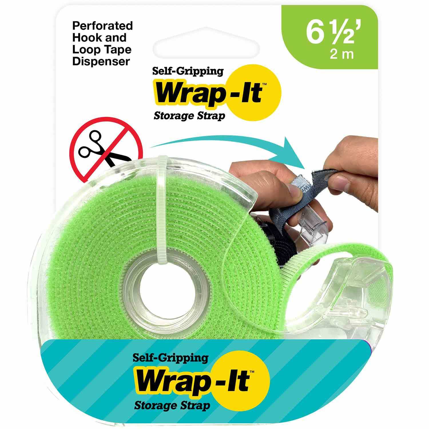 WRAP-IT STORAGE Self-Gripping Hook and Loop Roll, Green