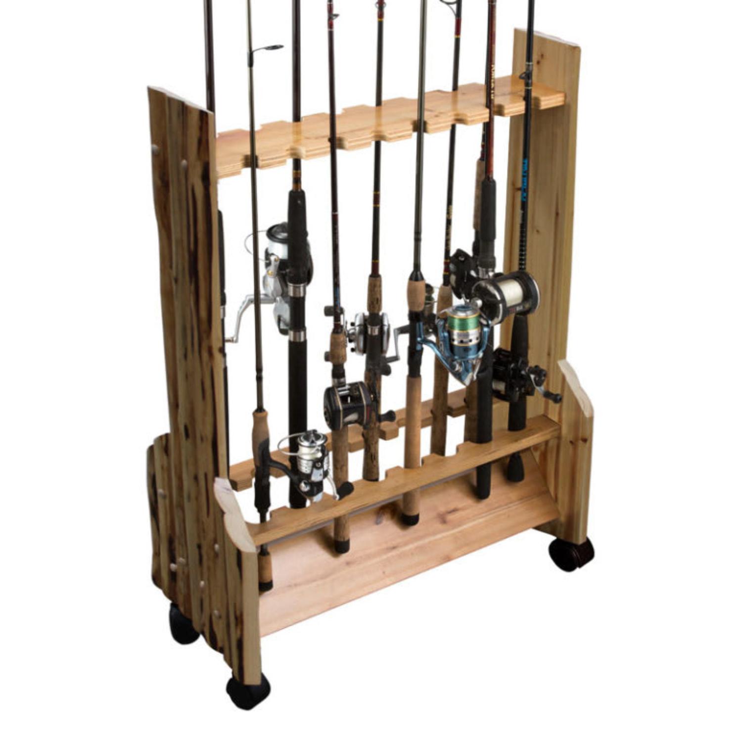 RUSH CREEK CREATIONS Rustic 16 Rolling Rod Rack