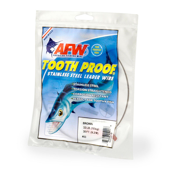 AMERICAN FISHING WIRE #13 Tooth Proof® Stainless Steel Leader Wire ...