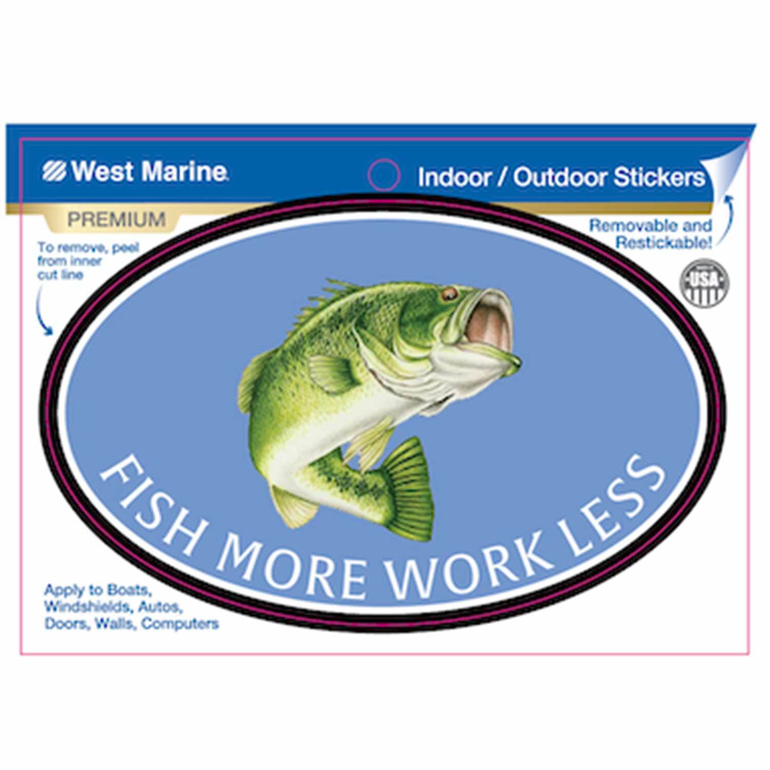 WEST MARINE Fish More Work Less Vinyl Decal