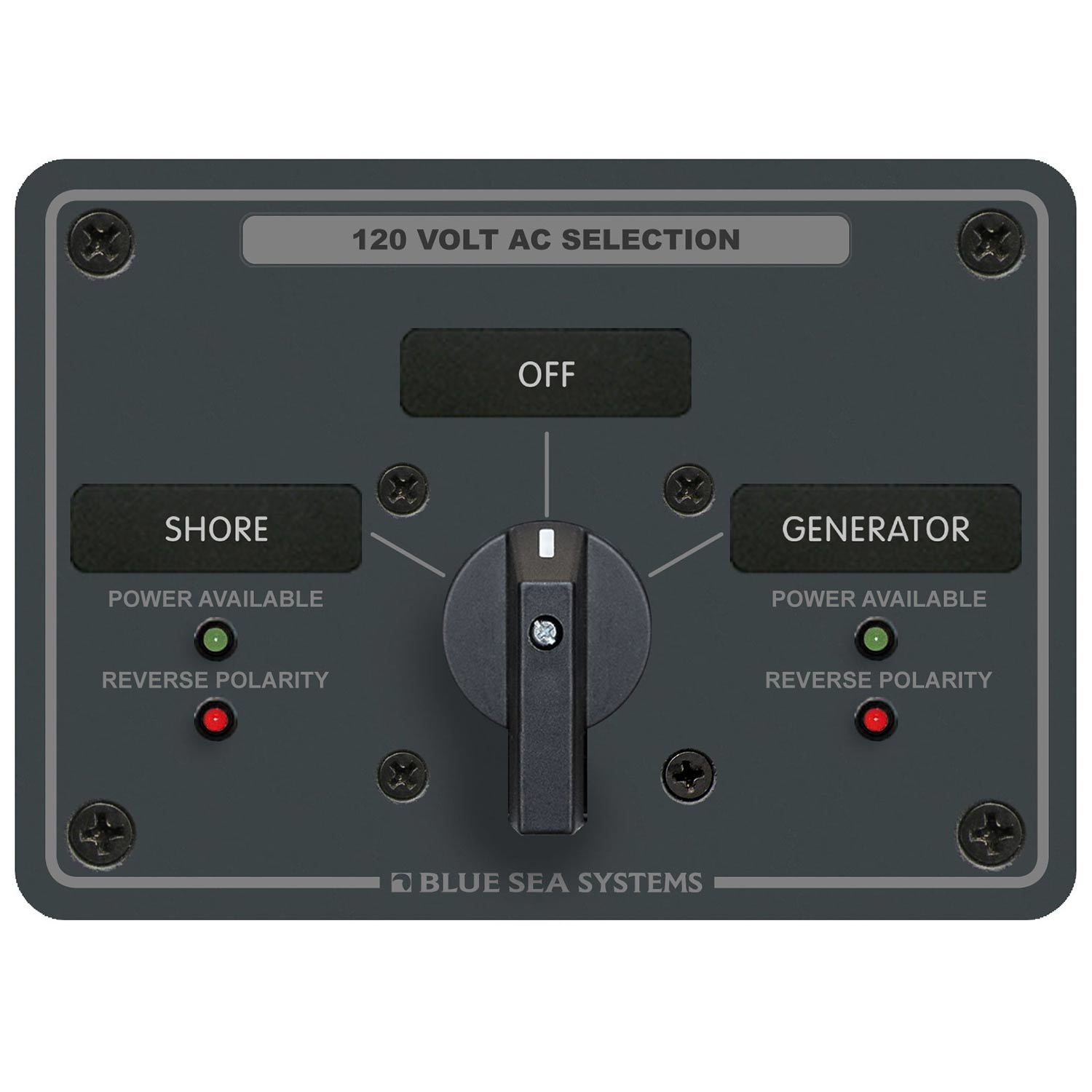 BLUE SEA SYSTEMS Rotary Switch Panel, 30A, 120V AC, 2 positions + OFF ...