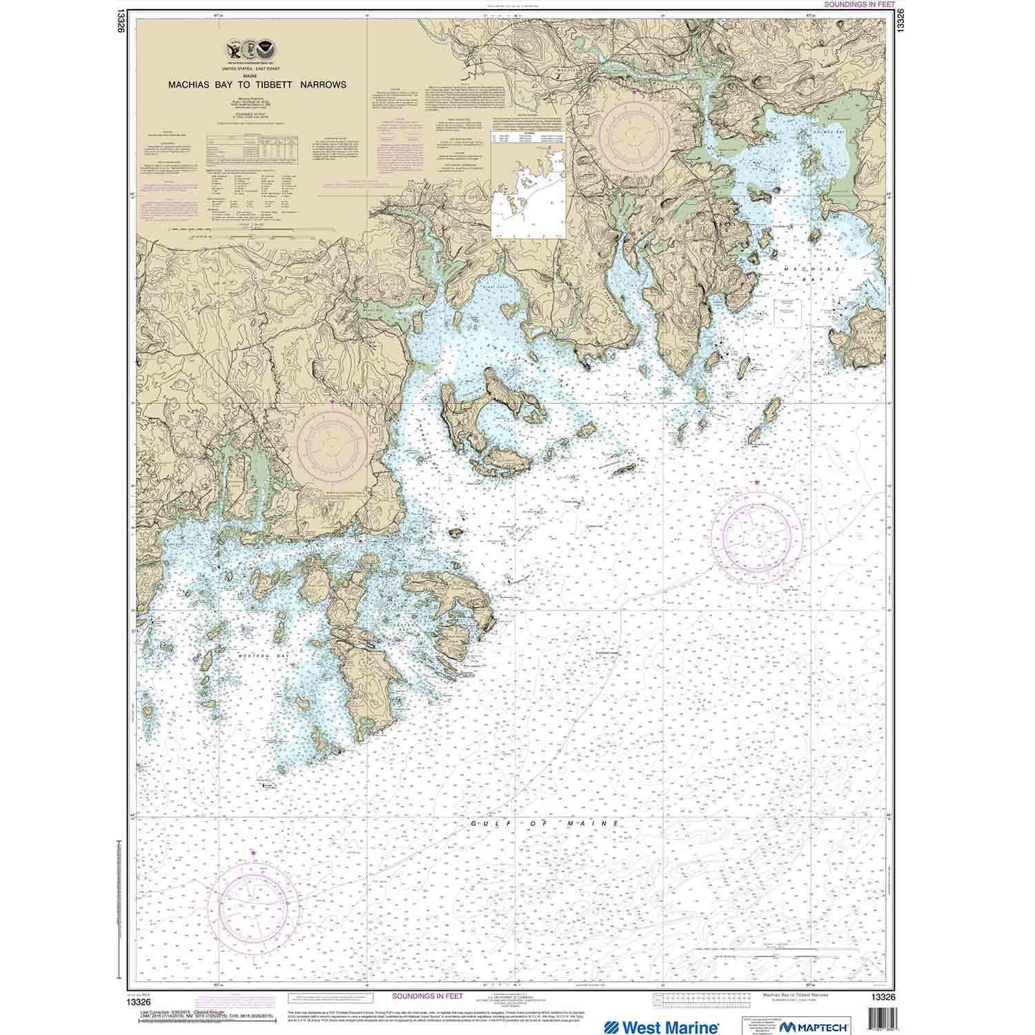NOAA Maptech® NOAA Recreational Waterproof Chart-Machias Bay to Tibbett ...
