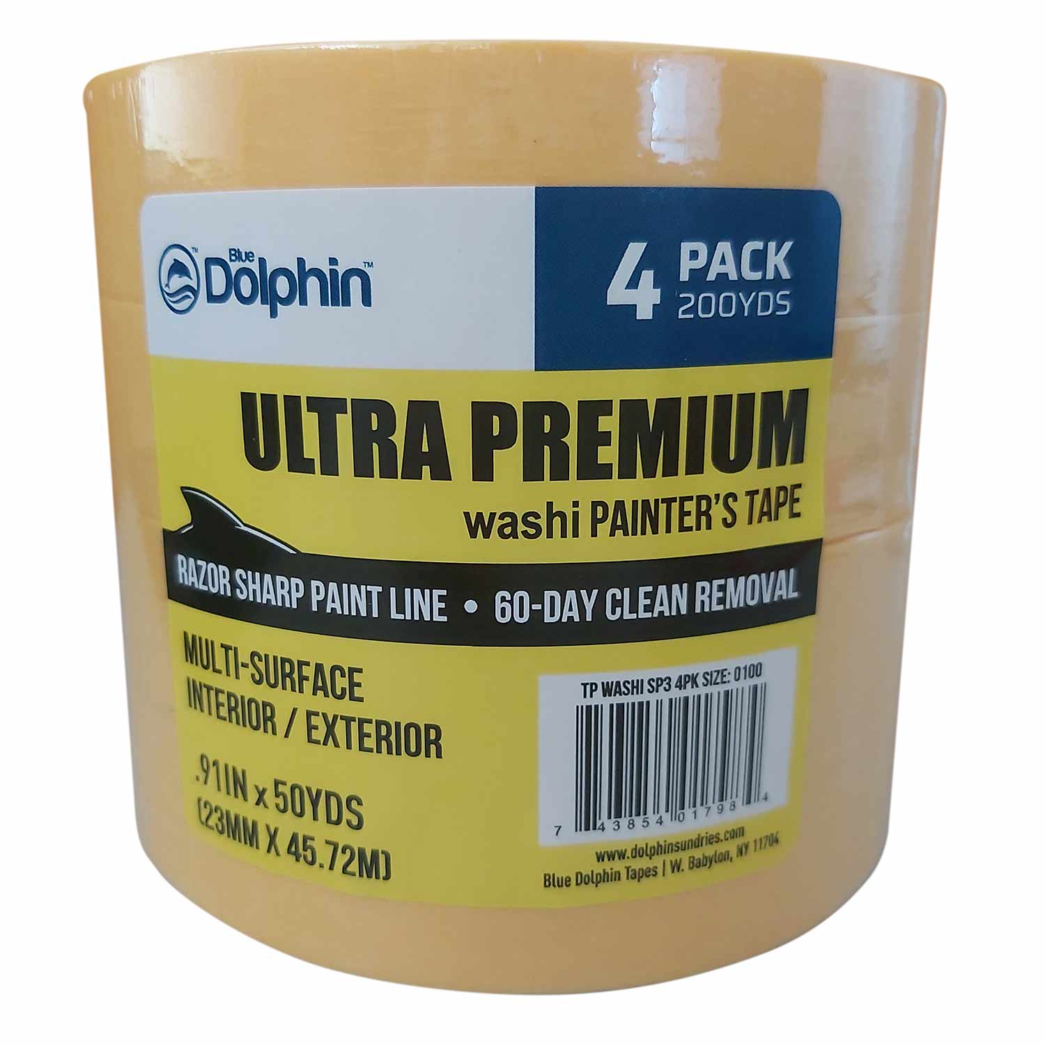 BLUE DOLPHIN 1" Washi Painter's Tape, 4-Pack