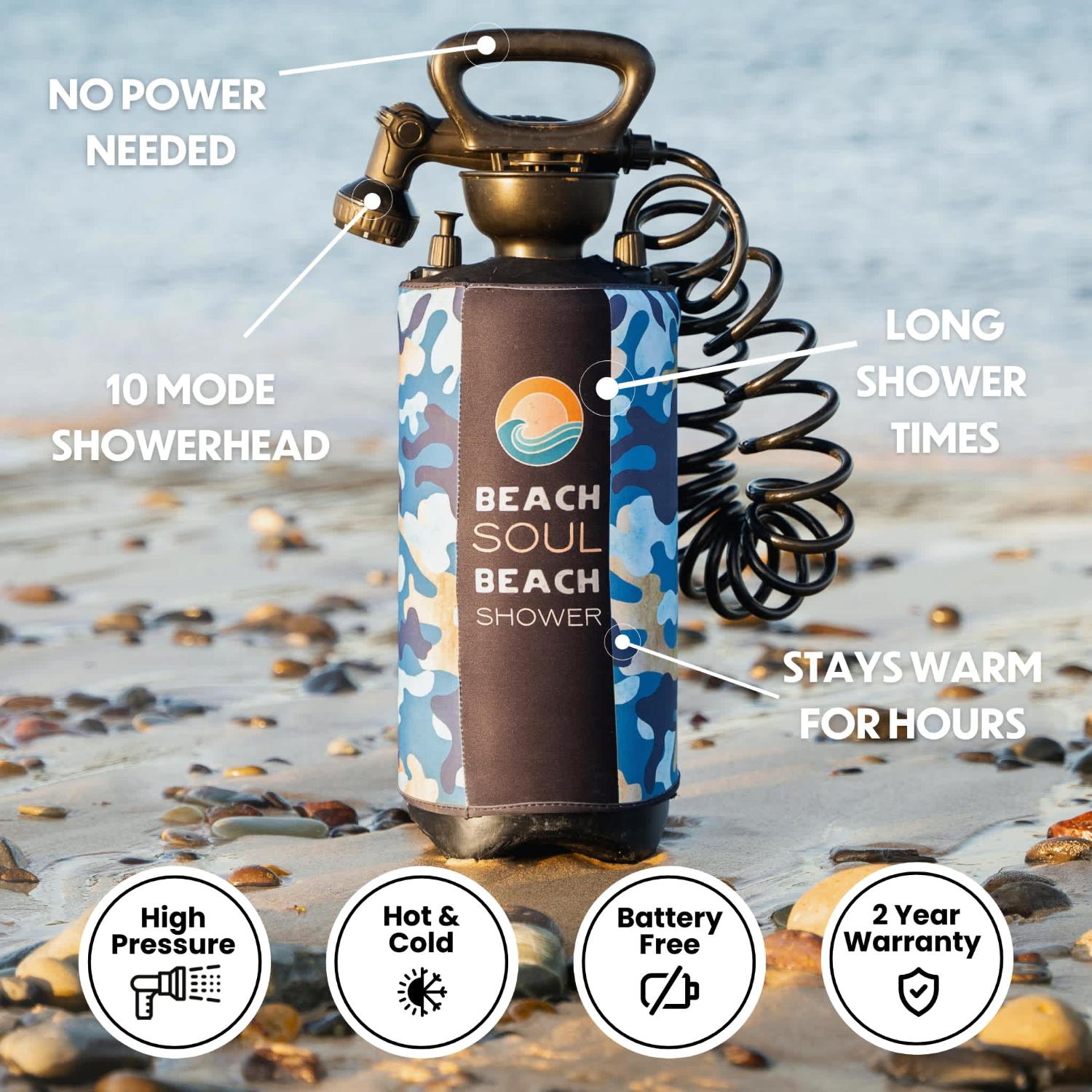 BEACH SOUL Portable Shower, Chill Chameleon, 2.1G