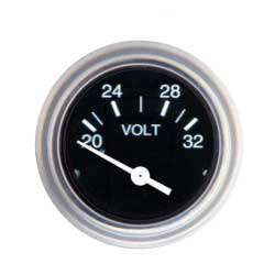 SIERRA Heavy-Duty Voltmeter Gauge, 24 Volt System, 20-32V