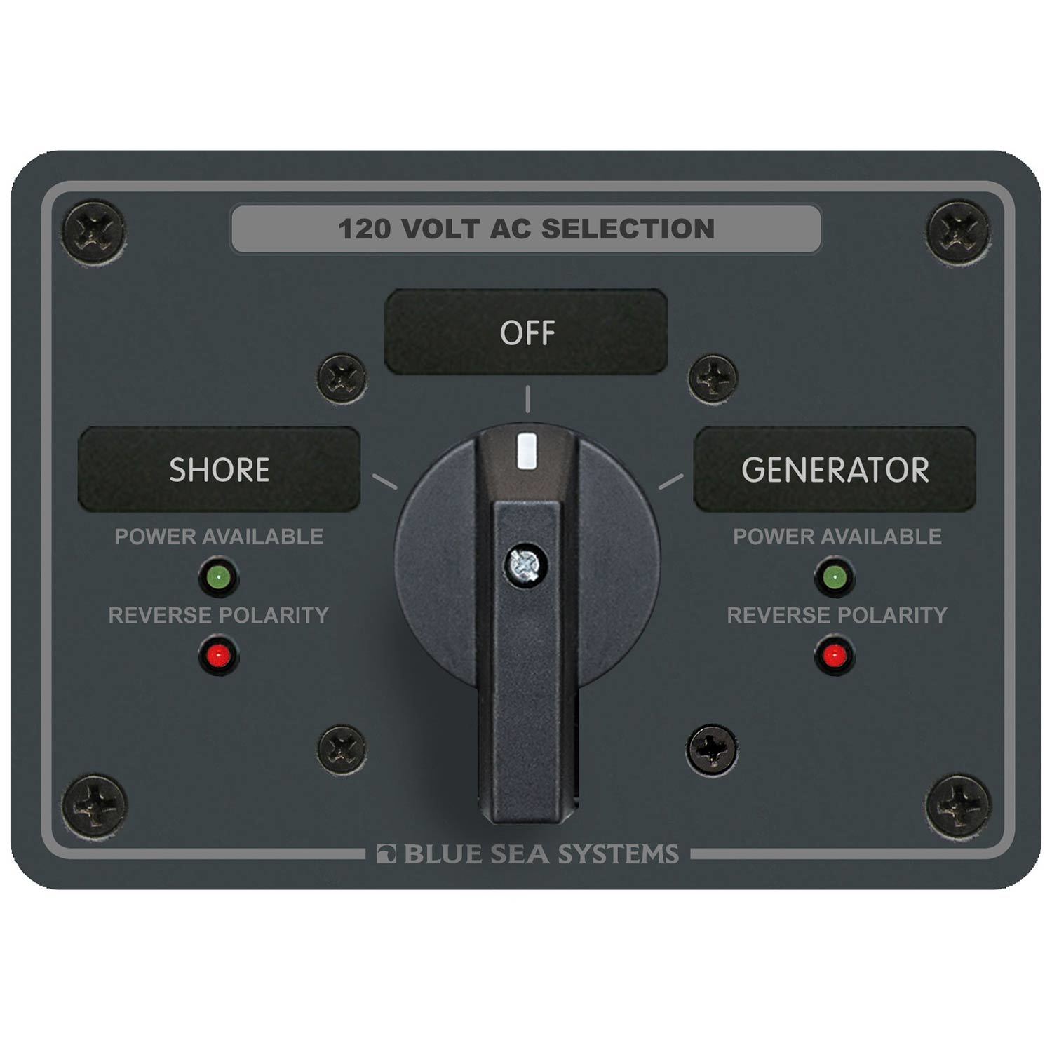 BLUE SEA SYSTEMS Rotary Switch Panel, 65A, 120V AC, 2 positions + OFF ...